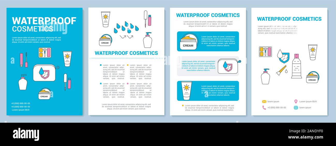 Waterproof cosmetics, makeup products brochure template layout. Flyer ...