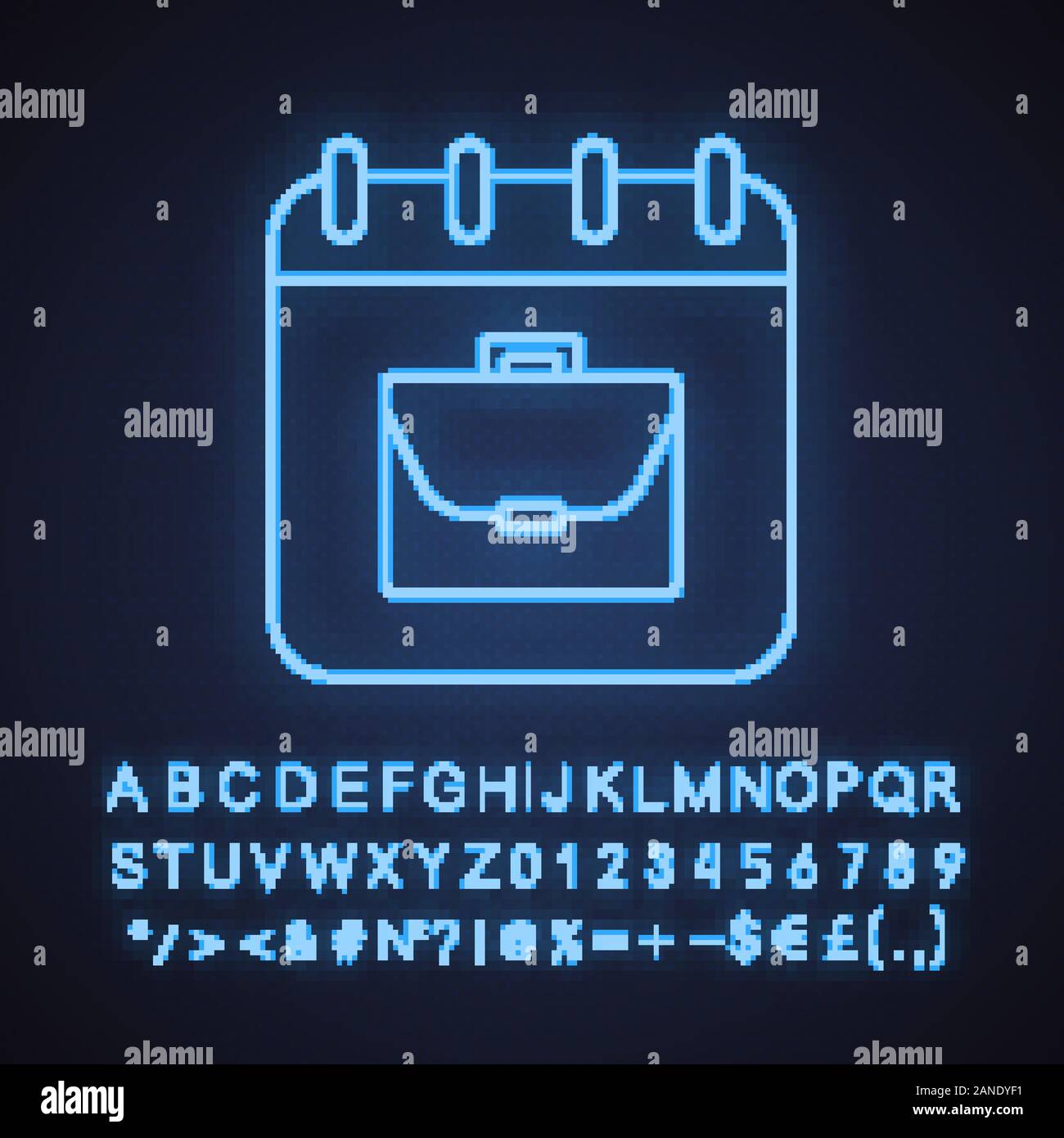 Work schedule neon light icon. Calendar page with briefcase. Labor Day ...