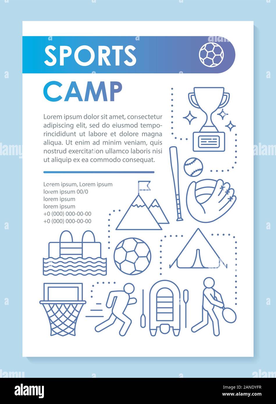 Sports camp, physical activity brochure template layout. Flyer, booklet ...