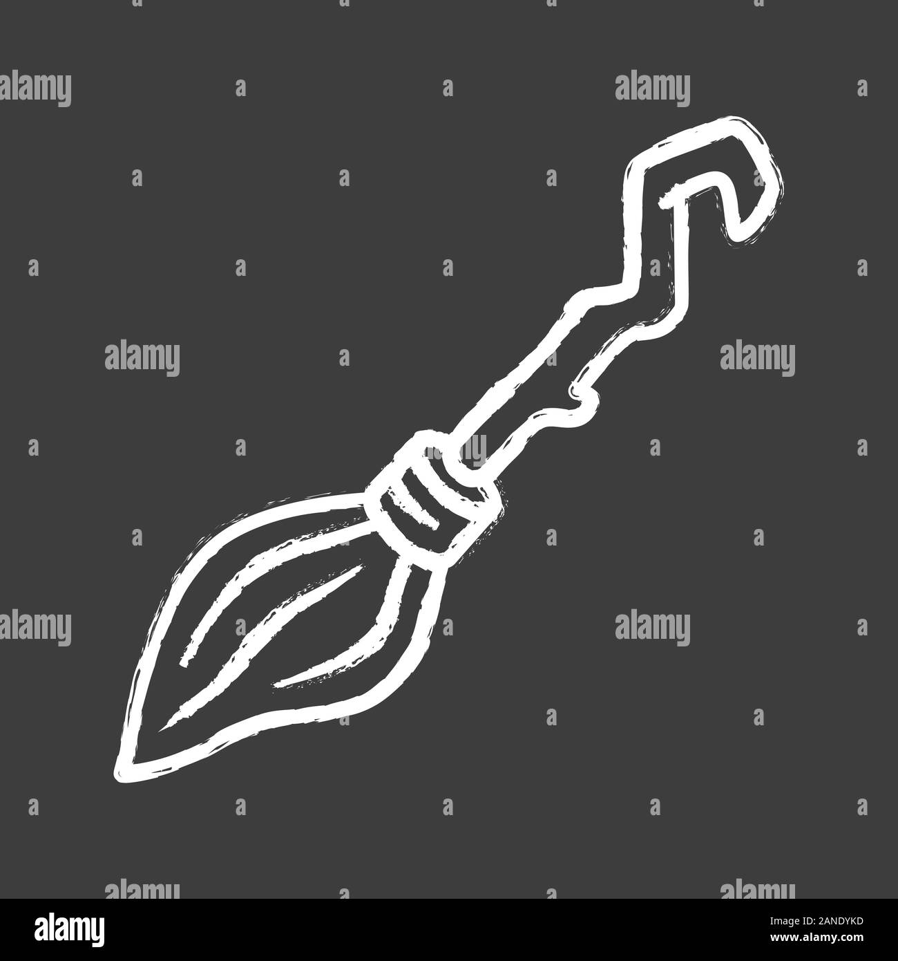 Witch broomstick chalk icon. Magical broom stick for hag, sorceress ...