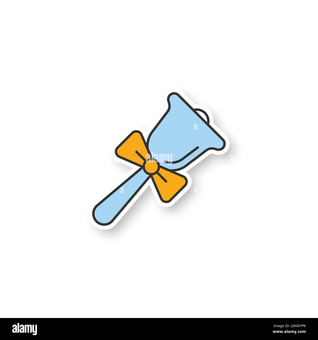 School bell patch. Back to school. Knowledge Day. Color sticker. Vector ...