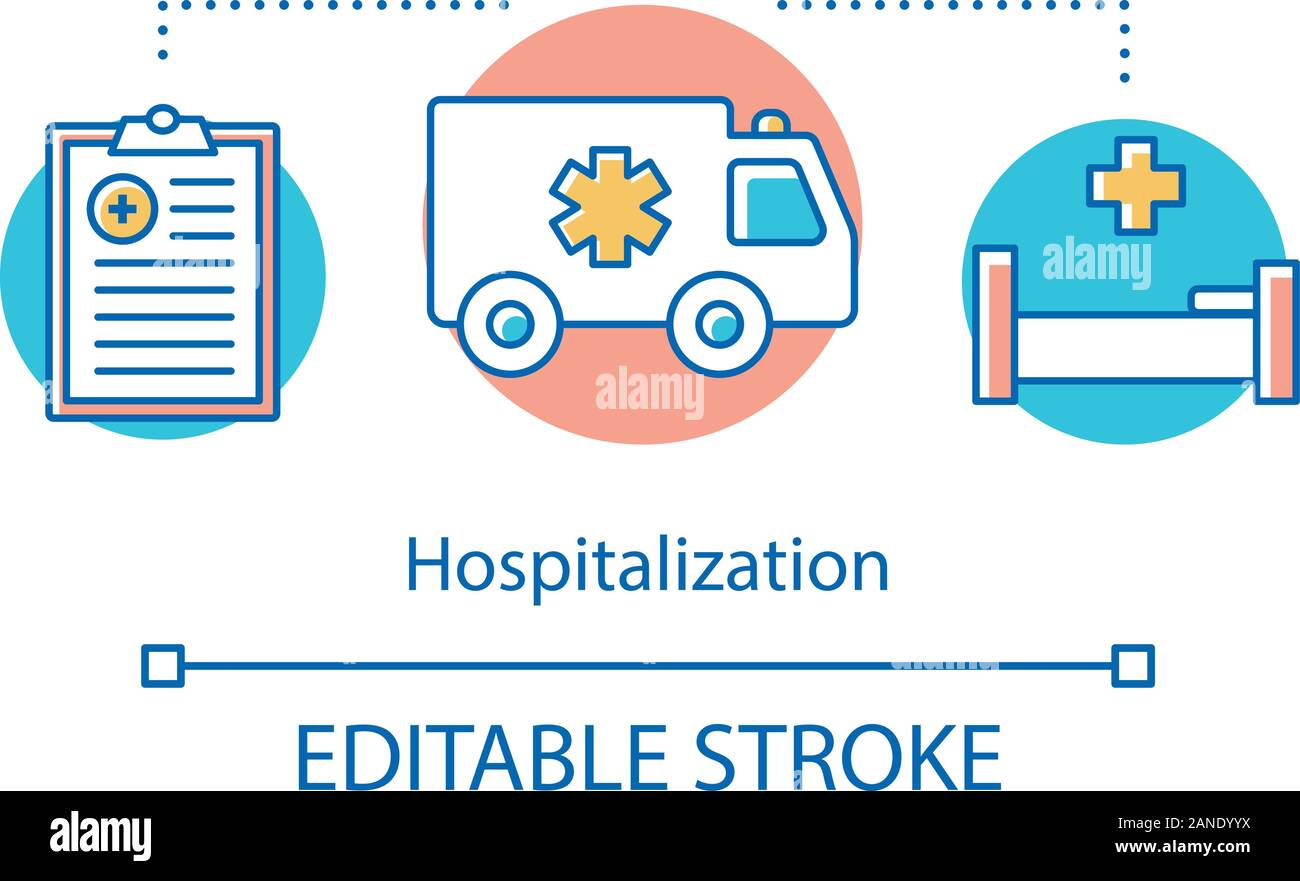 Hospitalization concept icon. Admission to hospital for treatment ...