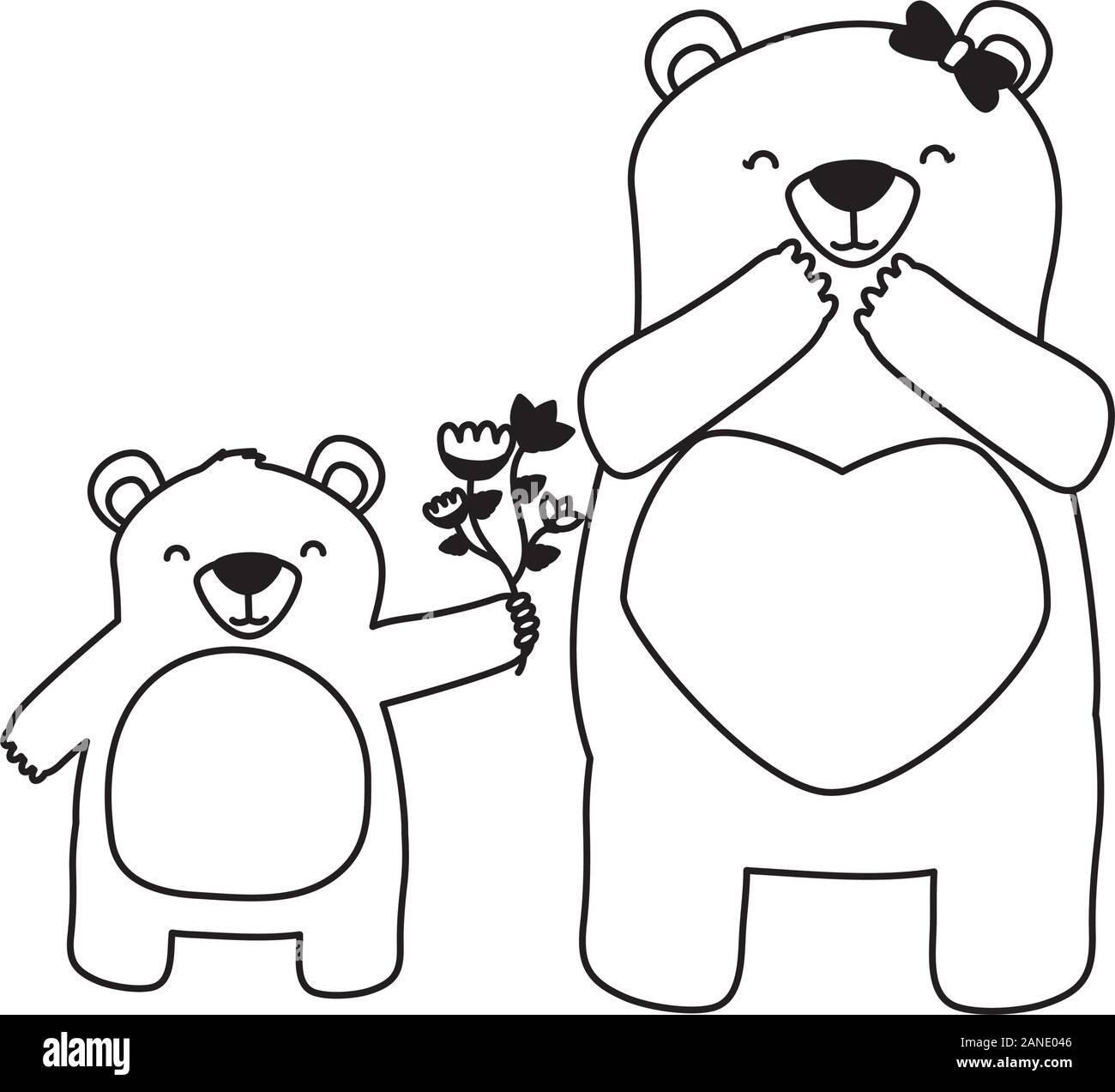baby bear flowers mom Stock Vector Image & Art - Alamy