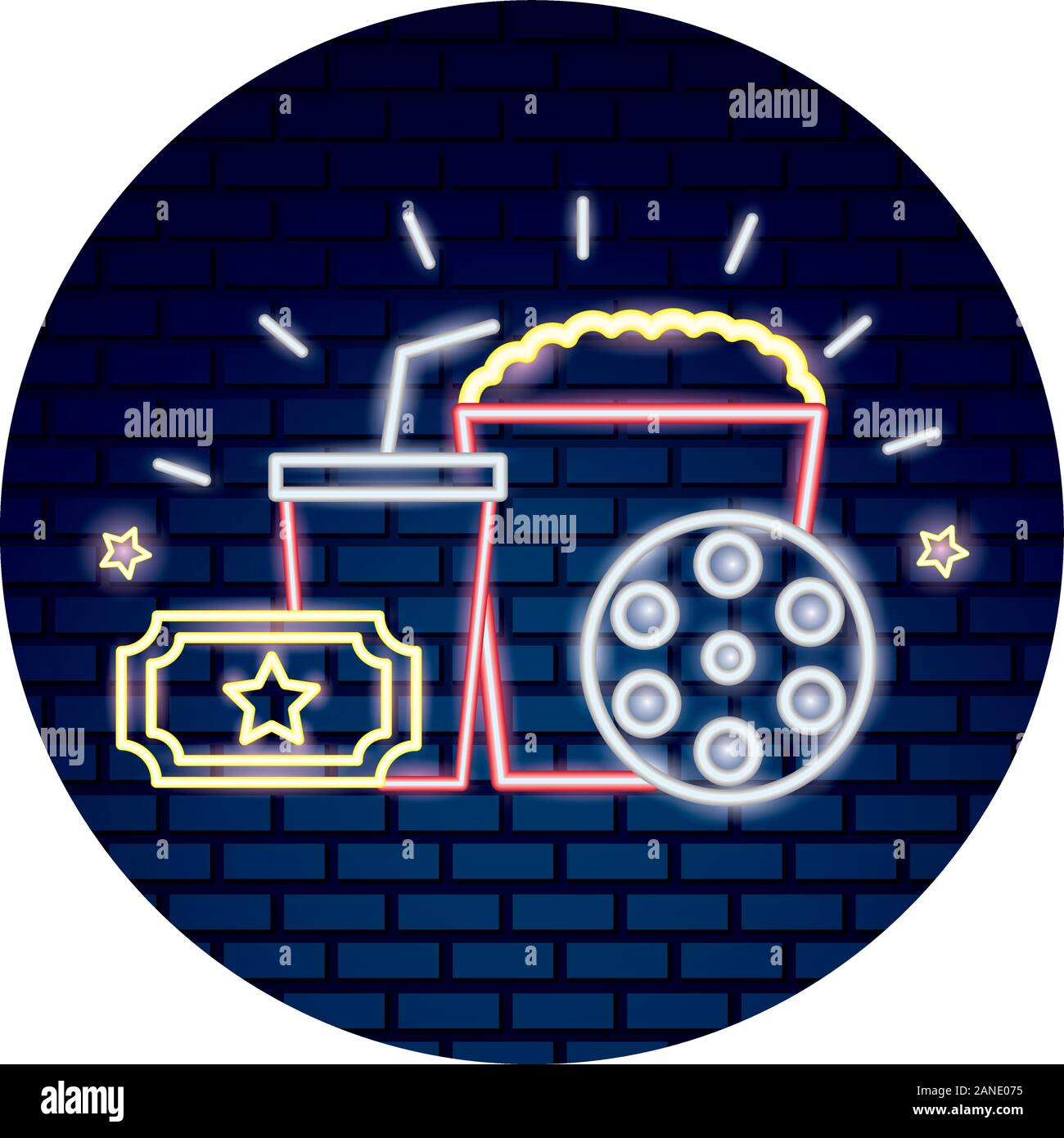 cinema neon set icons Stock Vector Image & Art - Alamy