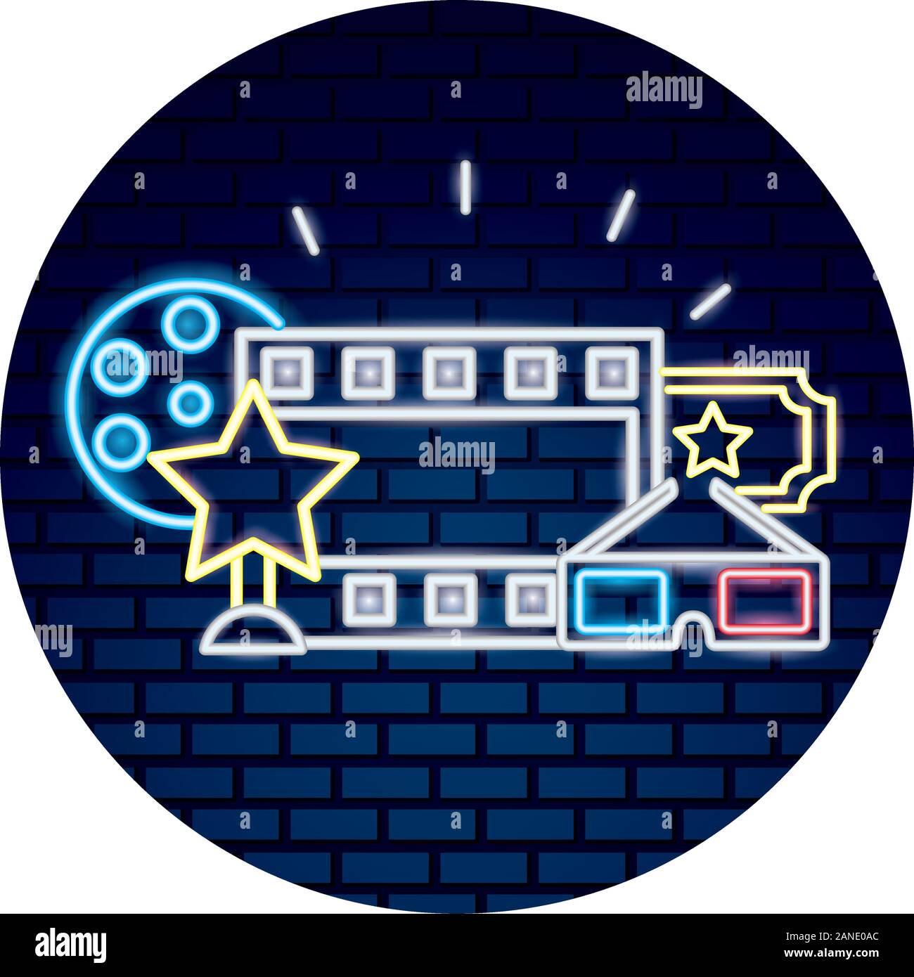 cinema neon set icons Stock Vector Image & Art - Alamy
