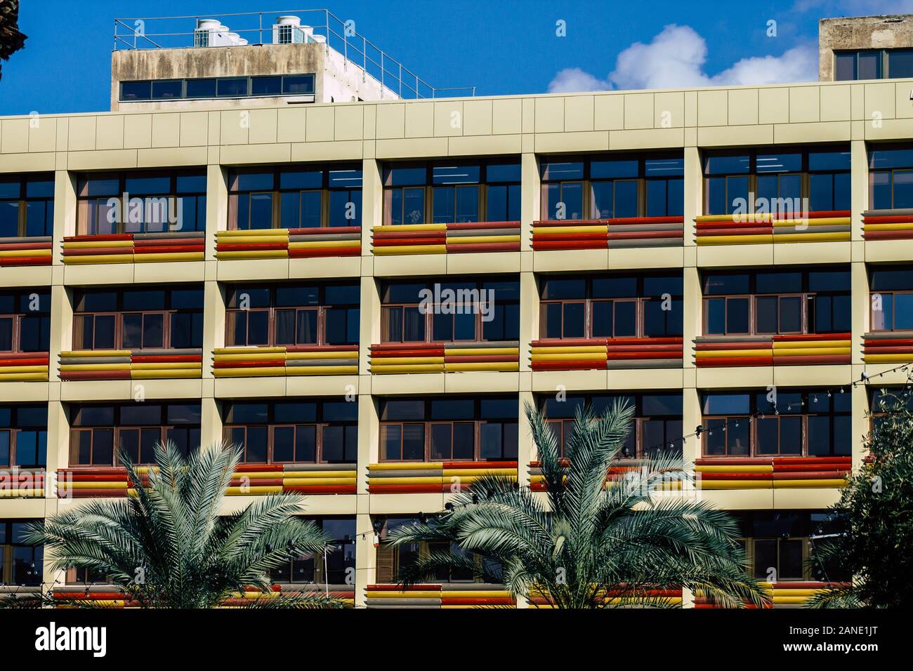 Tel Aviv Israel January 13, 2020 View of modern building in the streets ...