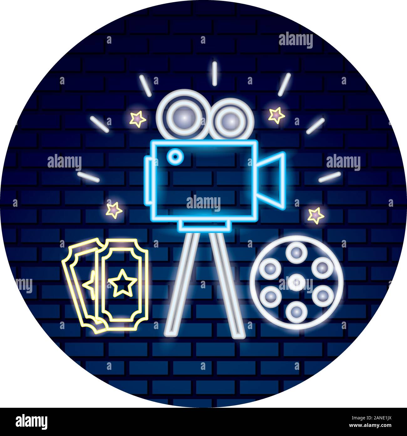 cinema neon set icons Stock Vector Image & Art - Alamy