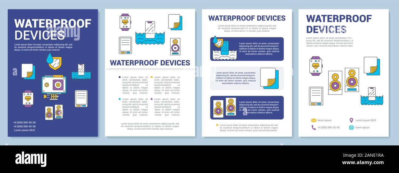 Waterproof, water resistant devices brochure template layout. Flyer ...