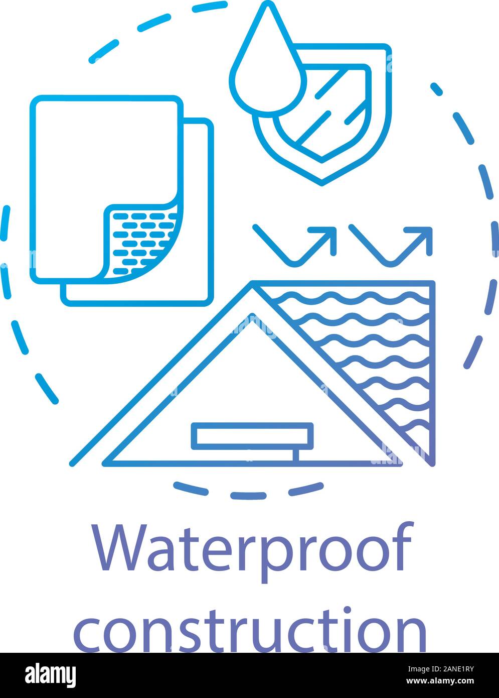 Waterproof house building materials concept icon. Water resistant ...