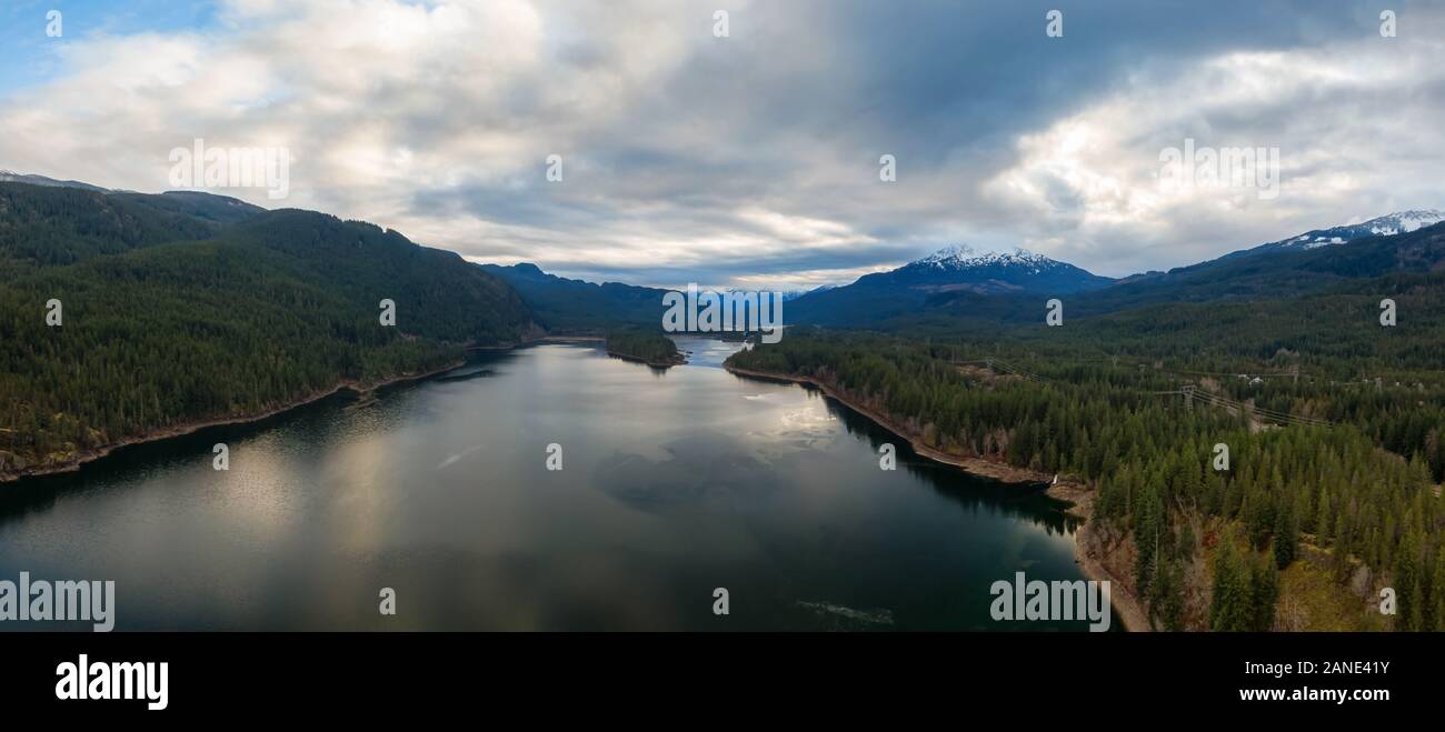 Aerial Panoramic View of Daisy Lake and Sea to Sky Highway in the ...