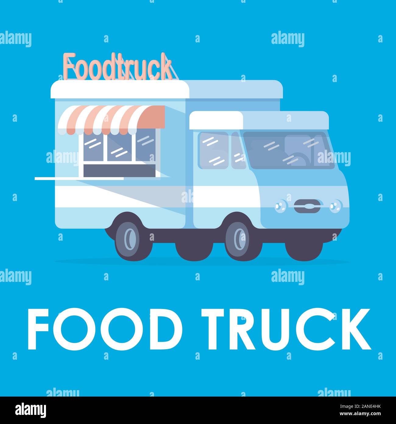 Food truck poster vector template. Mobile fastfood restaurant. Brochure ...