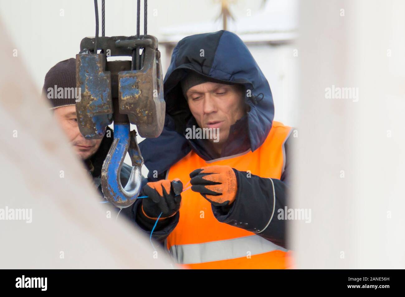Two workers at the site of the ice camp Stock Photo - Alamy