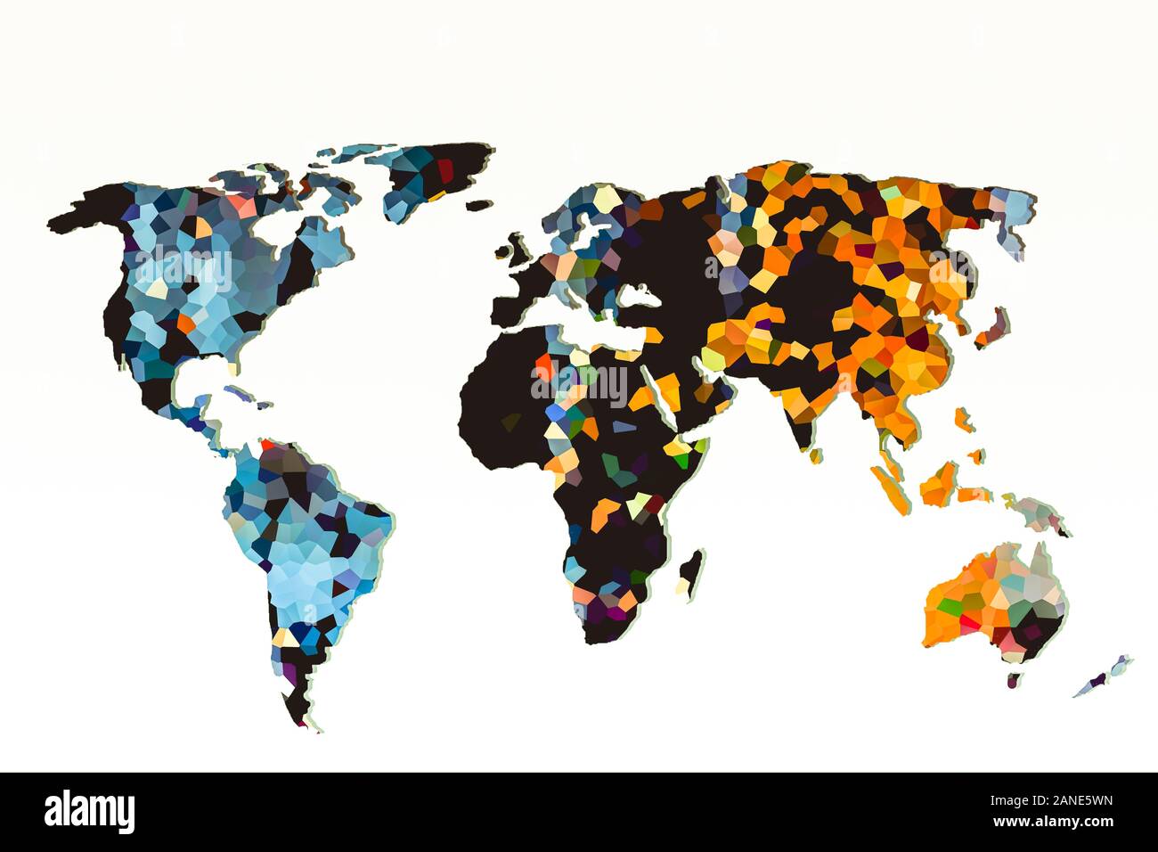 Roughly outlined world map with a colorful background patterns Stock ...