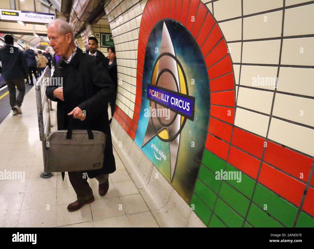 Passengers pass by the Roundels showing the new display of Star Trek ...