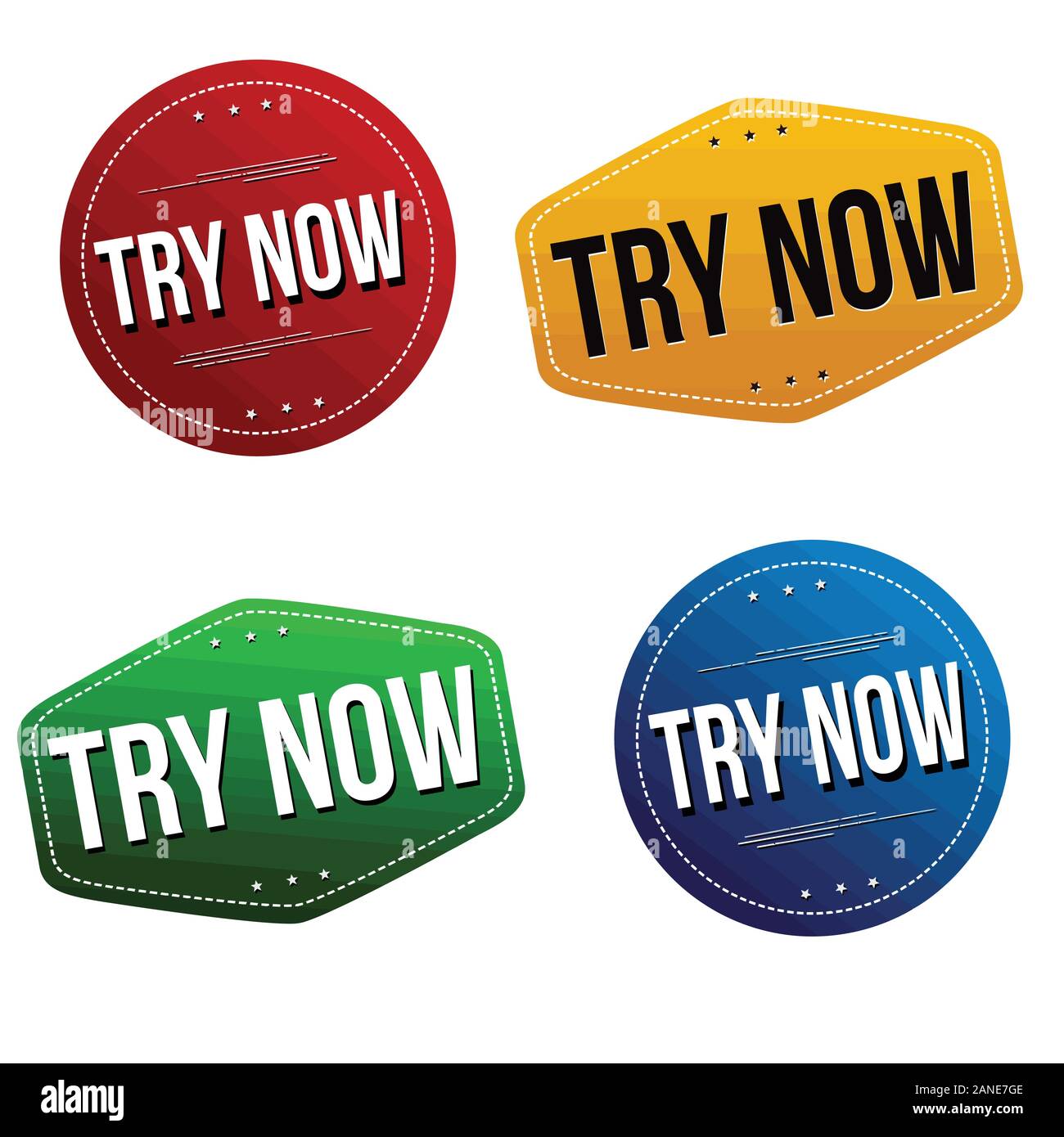 Try now sticker or label set on white background, vector illustration ...