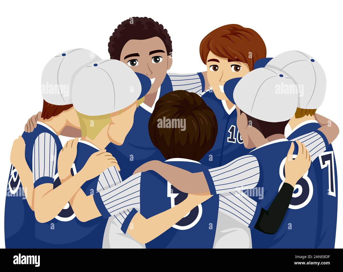 Illustration of Teenage Guys Sport Team Baseball Club Wearing Blue ...