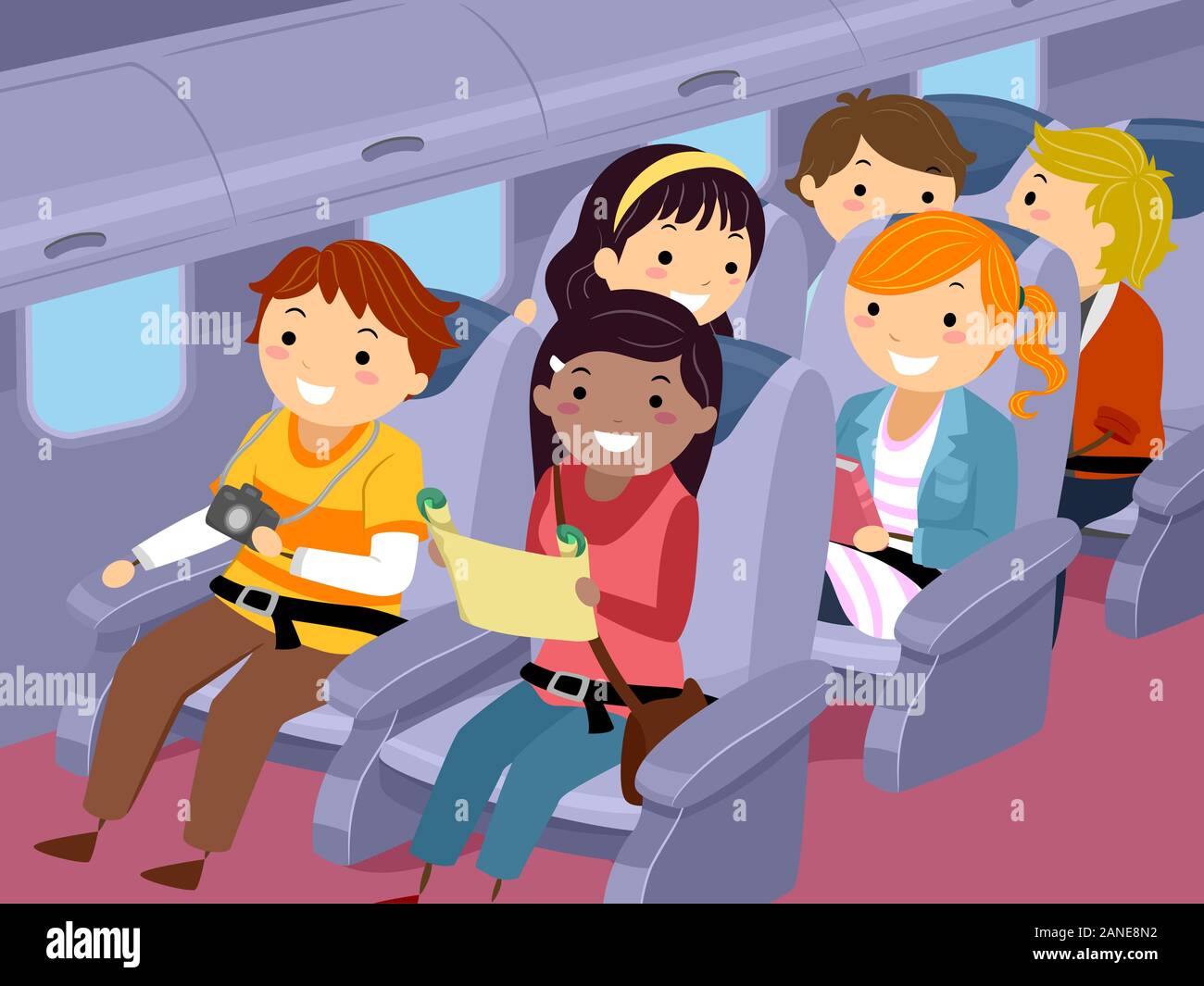 Illustration of Happy Stickman Teenage Girls and Guys Sitting in an ...