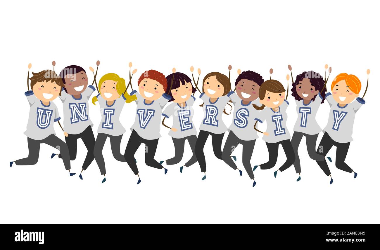 Illustration of Stickman Teenage Girl and Guy Students Wearing ...