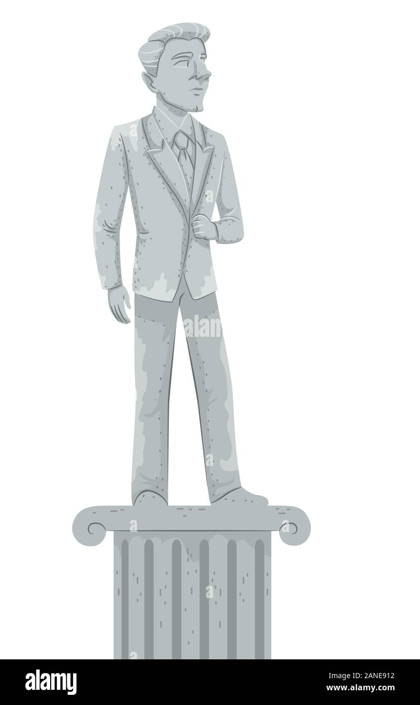 Illustration of a Man Hero Statue Standing on a Platform Stock Photo ...