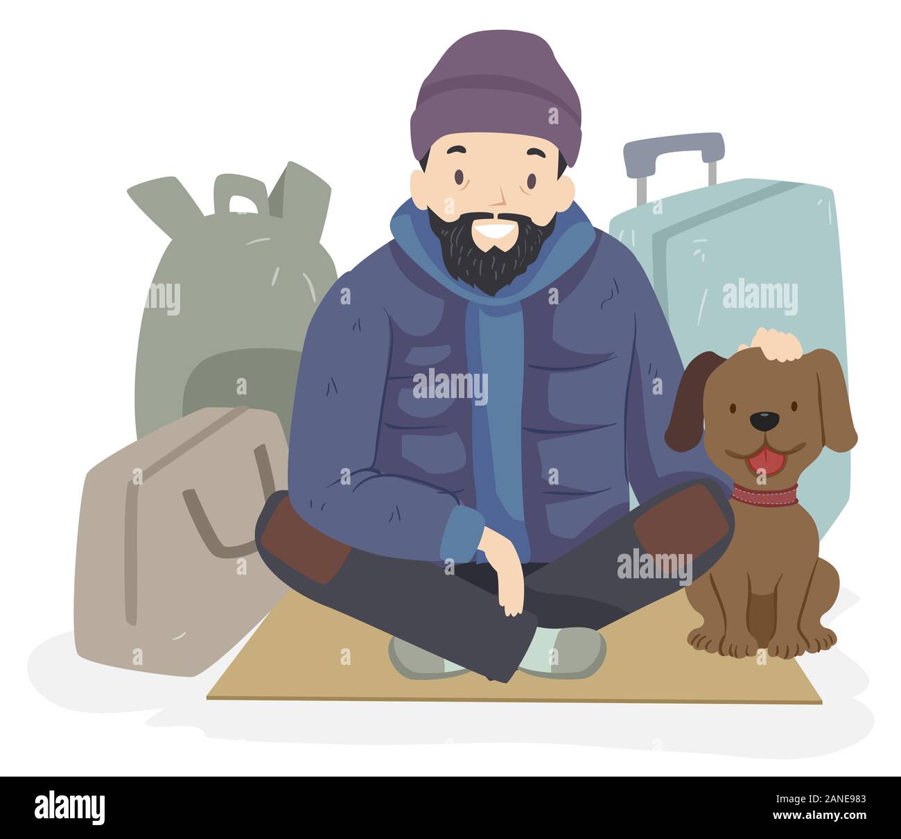 Begging Dog Cartoon Stray