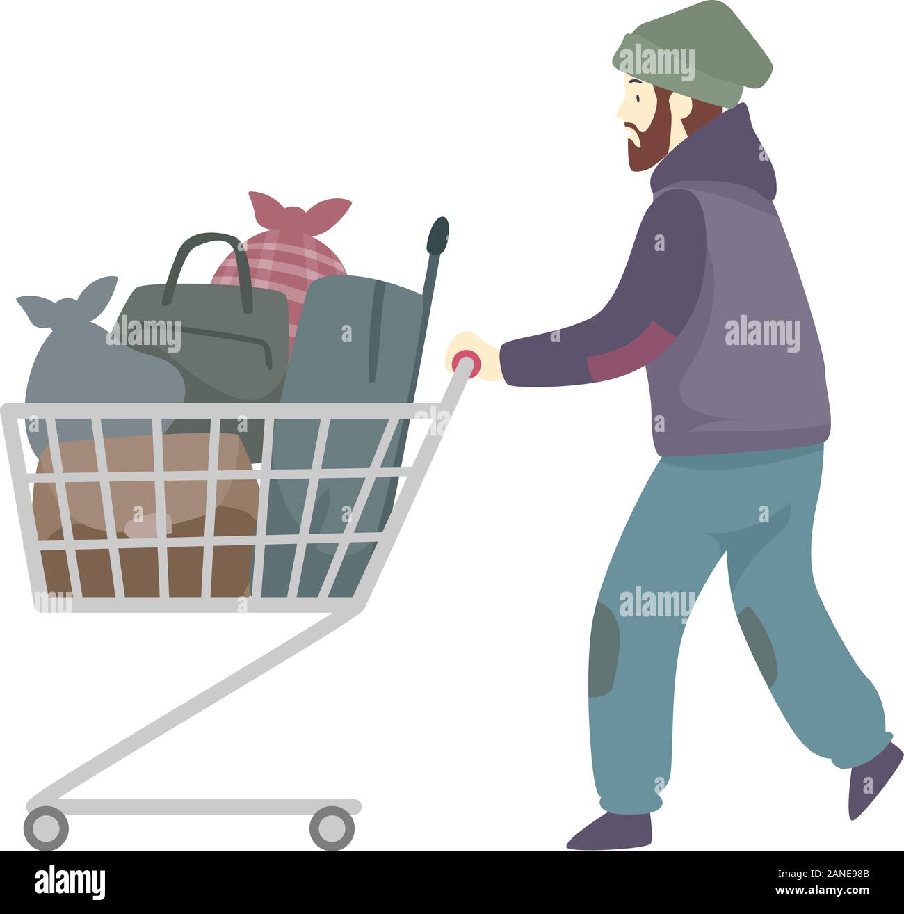 Homeless man pushing shopping cart hi-res stock photography and images ...