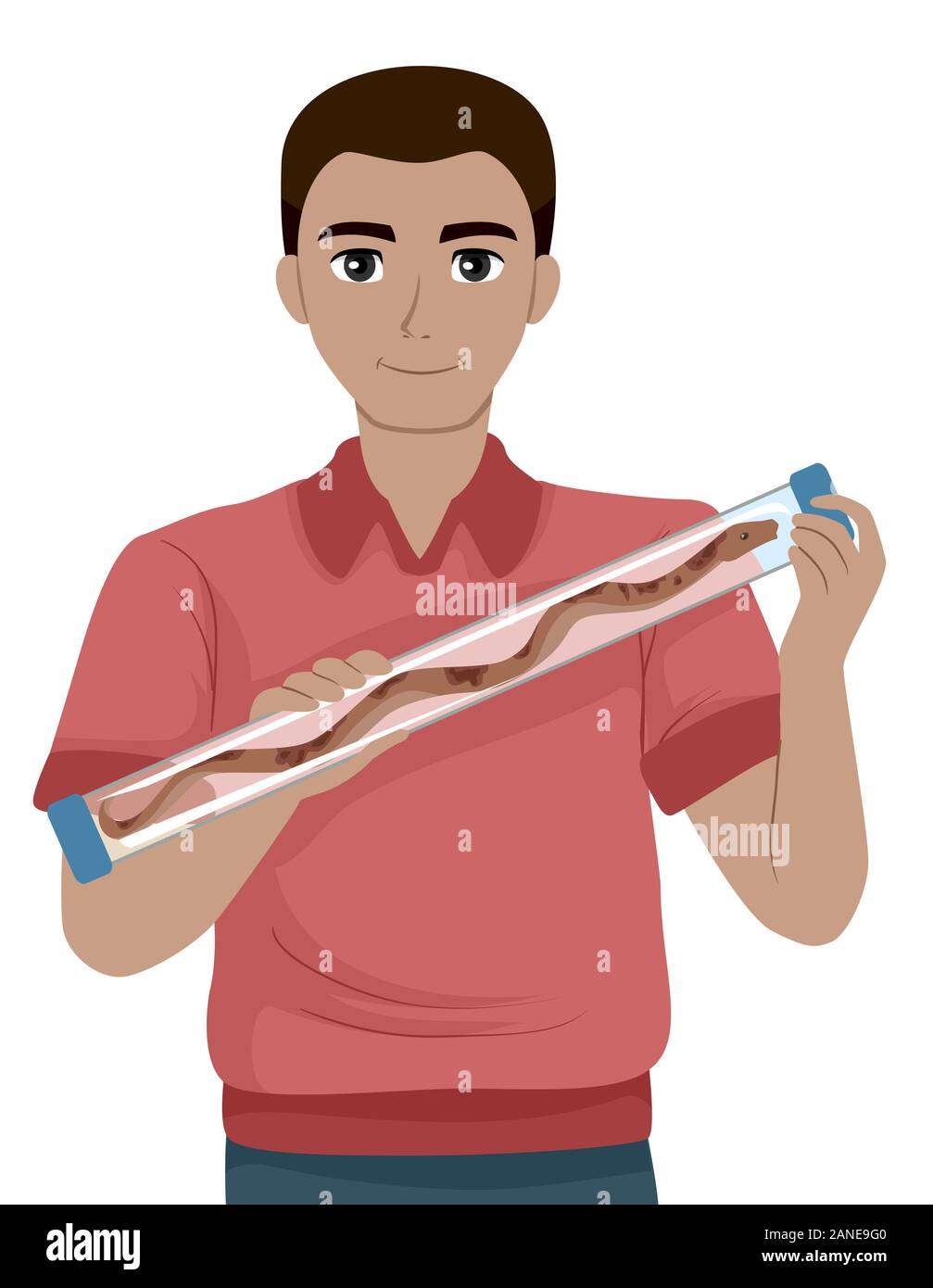Illustration of a Man Smiling and Holding a Restraining Tube with a ...