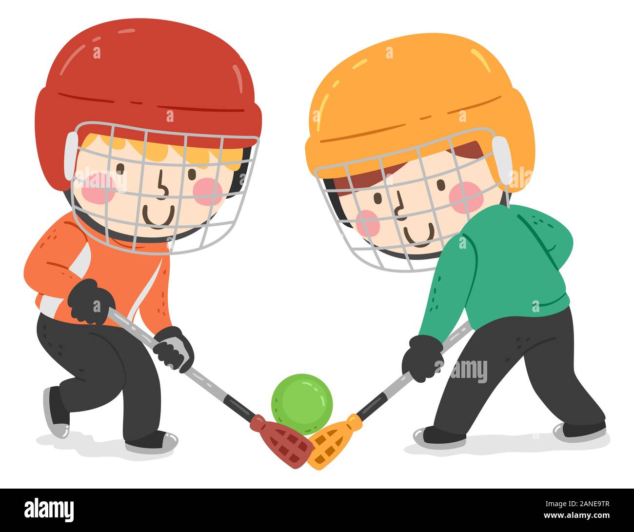 Illustration of Kids Boys Wearing Helmet and Holding a Broom Stick ...
