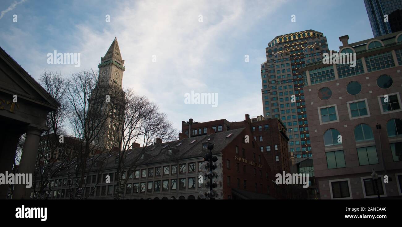 Boston skyline during overcast summer day, Massachusetts, USA Stock ...
