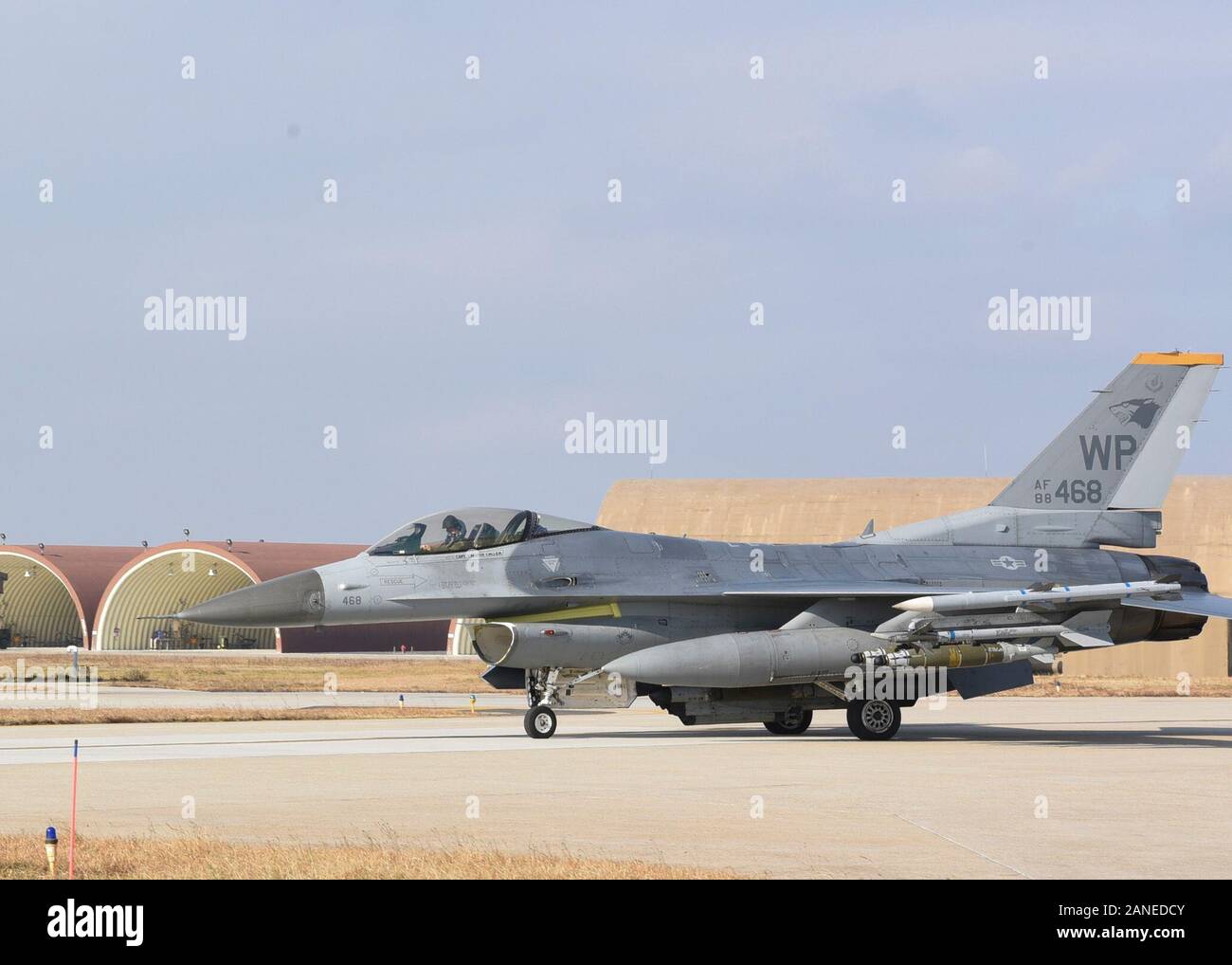 A U.S. Air Force F-16 Fighting Falcon aircraft assigned to the 80th ...
