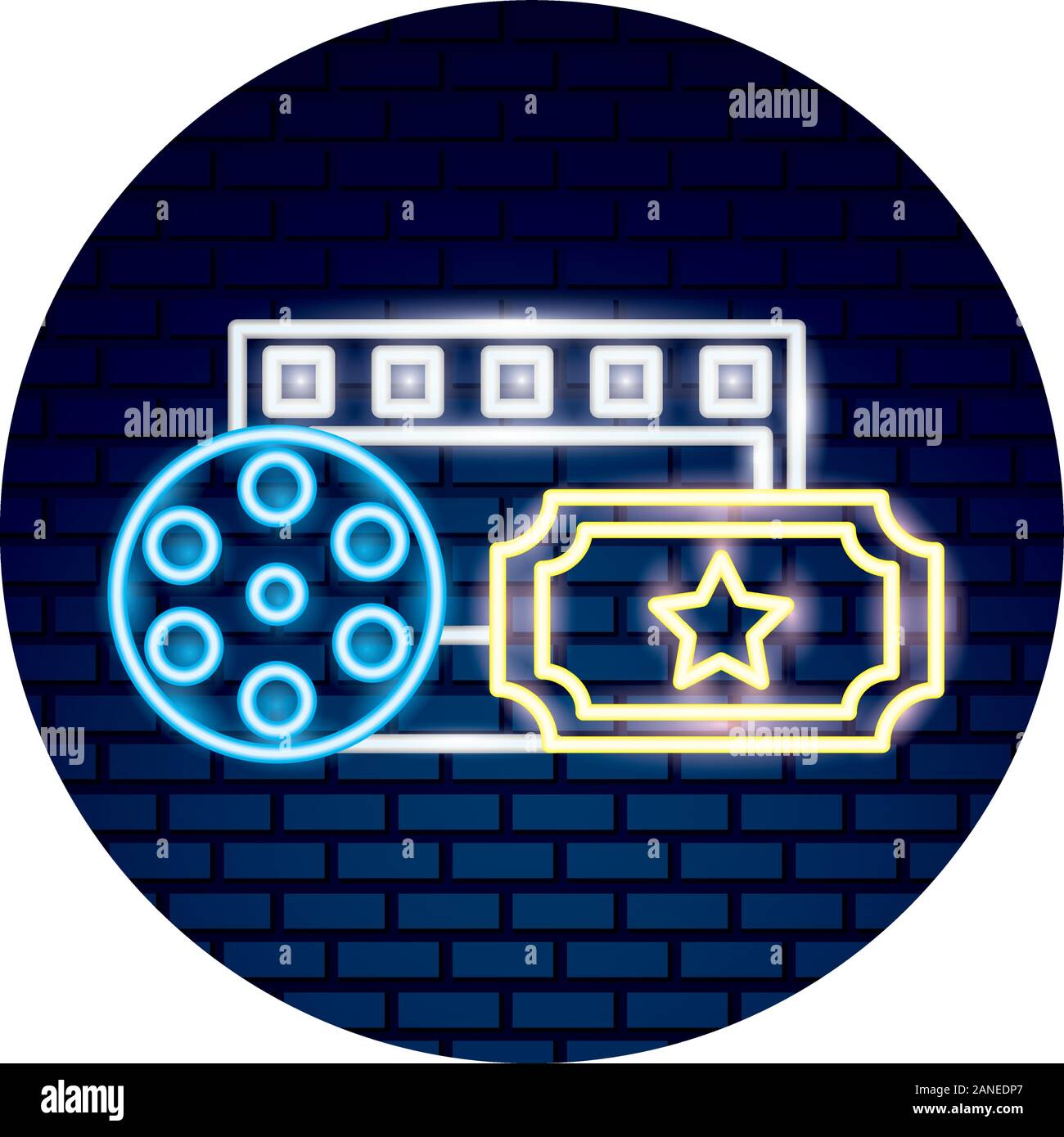 cinema neon set icons Stock Vector Image & Art - Alamy