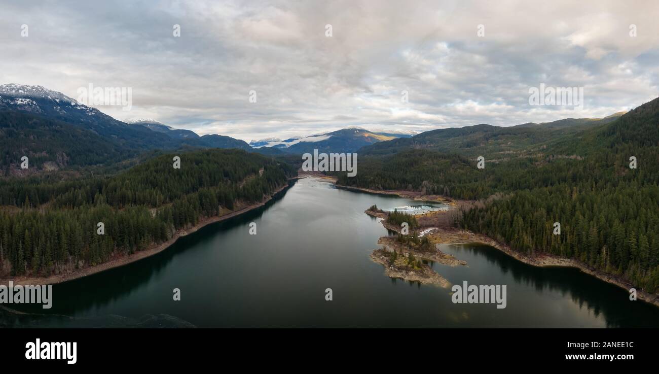 Aerial Panoramic View of Daisy Lake and Sea to Sky Highway in the ...