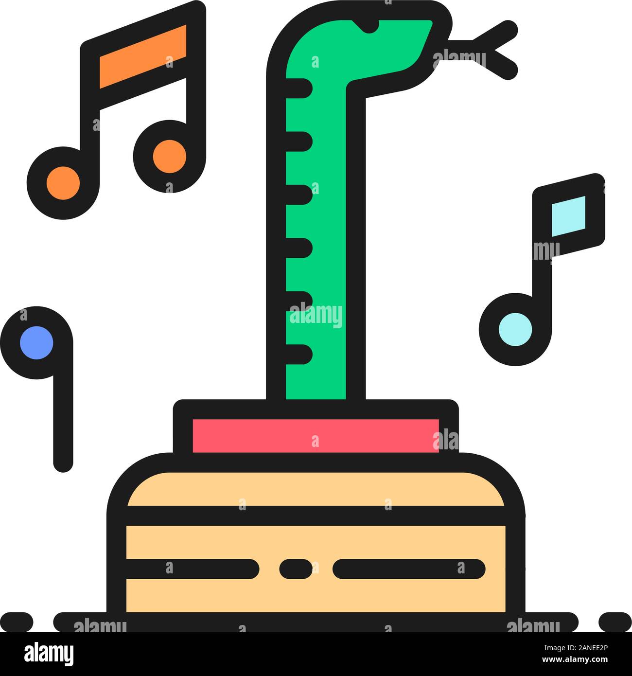 Snake, cobra, circus animal show flat color line icon Stock Vector ...