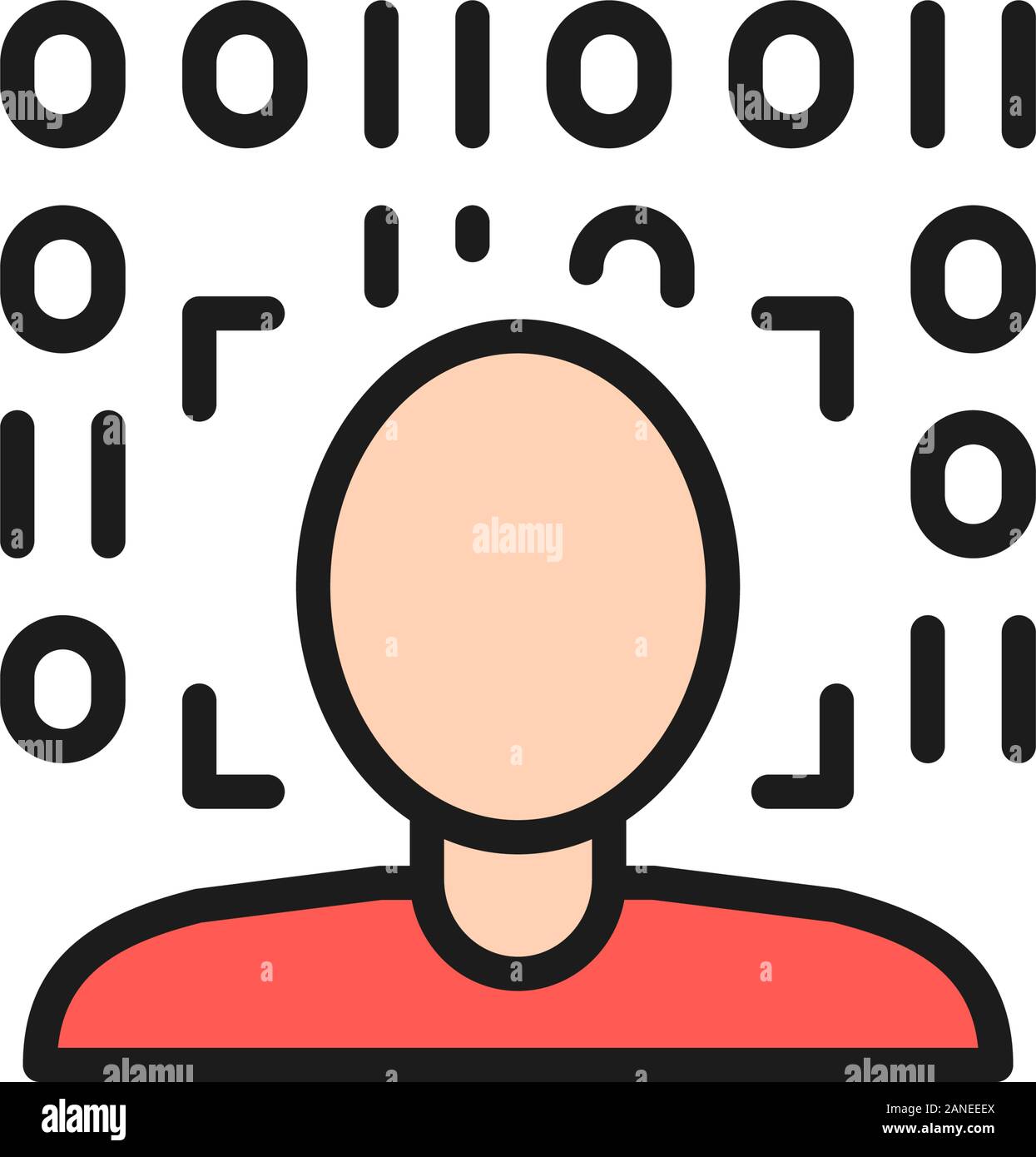 Biometric face verification scan color line icon Stock Vector Image ...