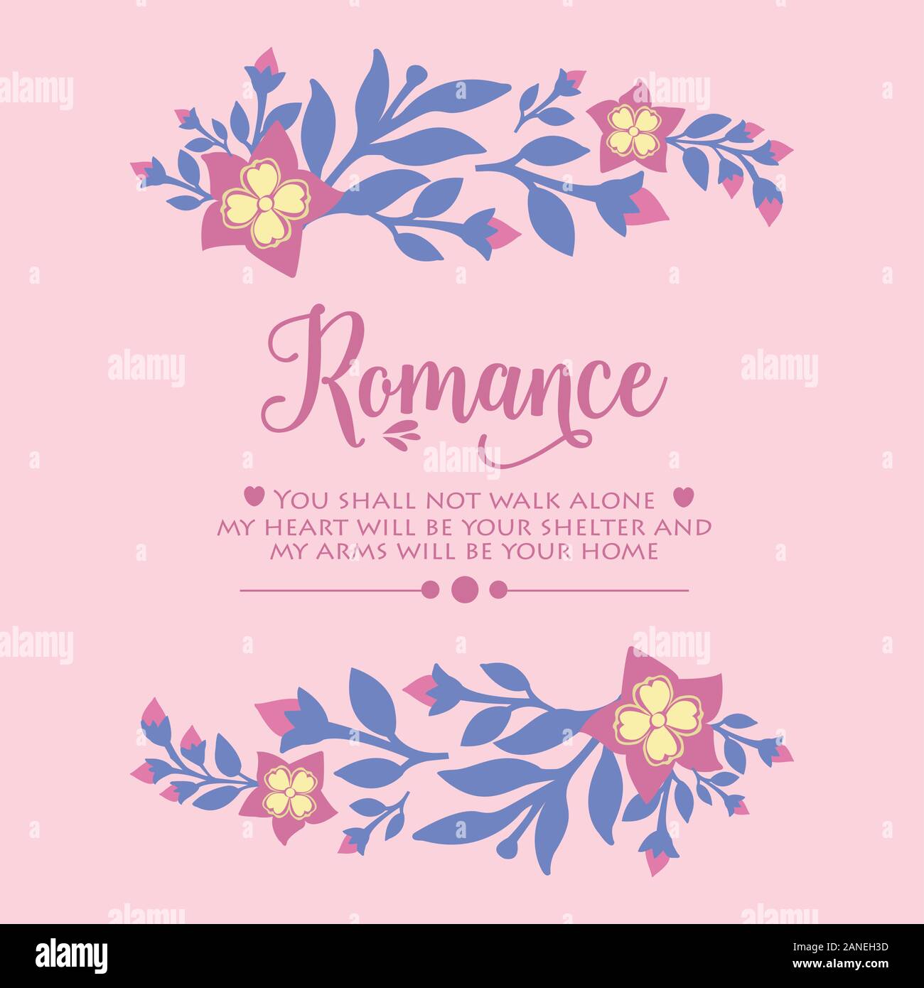 Romance Card template, with elegant pink background, with leaf and ...