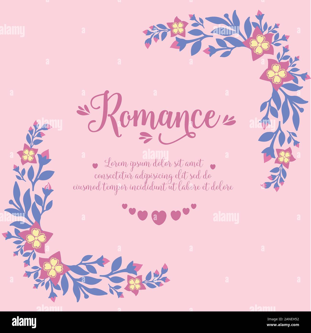 Romance Card template, with elegant pink background, with leaf and ...