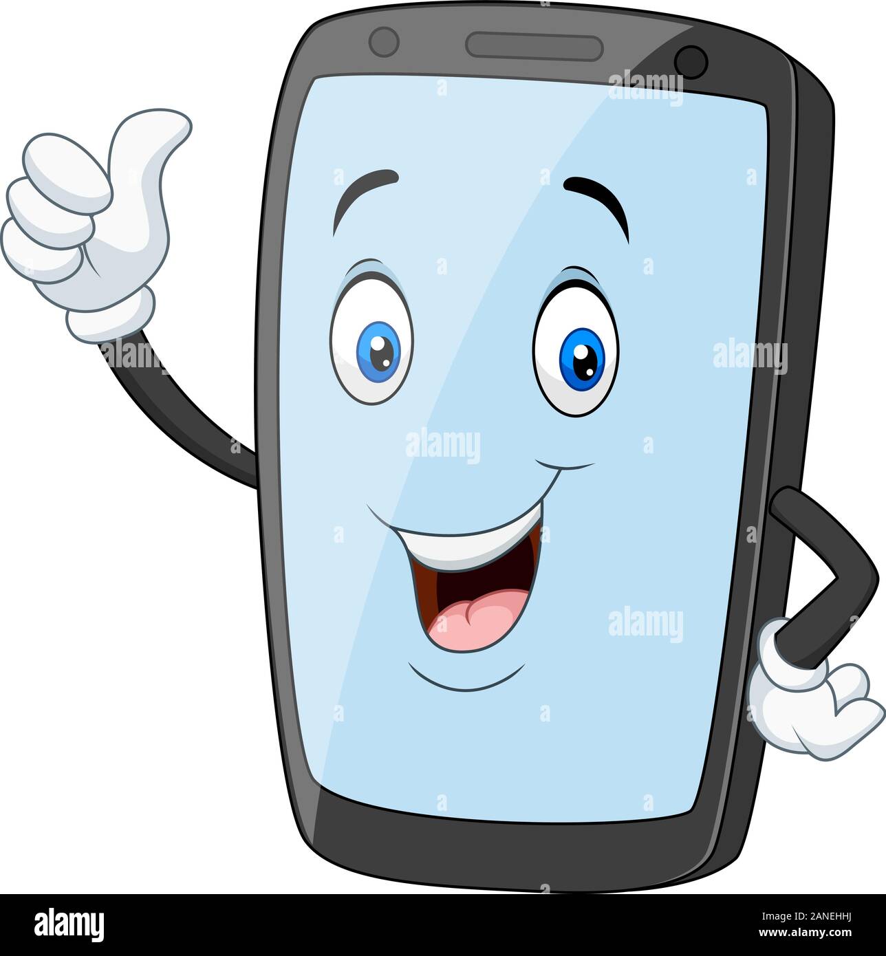 Cartoon mobile phone mascot giving a thumbs up Stock Vector Image & Art ...