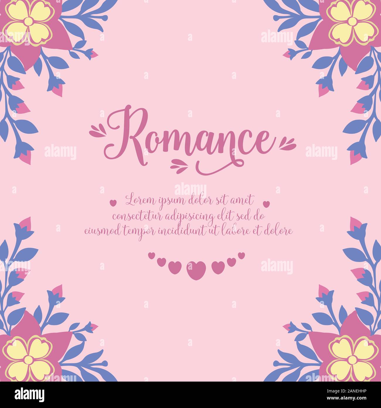 Modern pattern of romance greeting card, with leaf and pink elegant ...