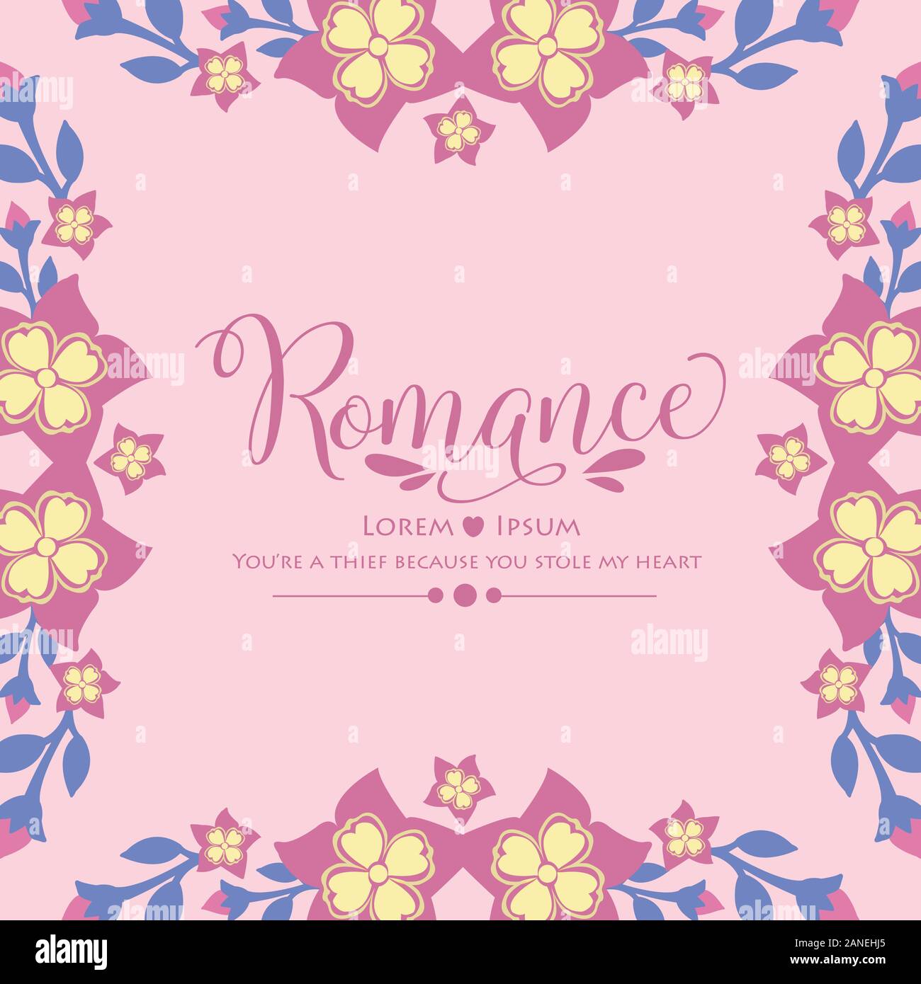 Unique pattern of leaf and wreath frame, for romance poster design ...