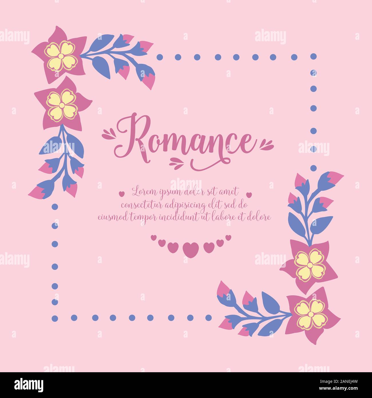 Romance invitation card template design, with beautiful leaf and pink ...