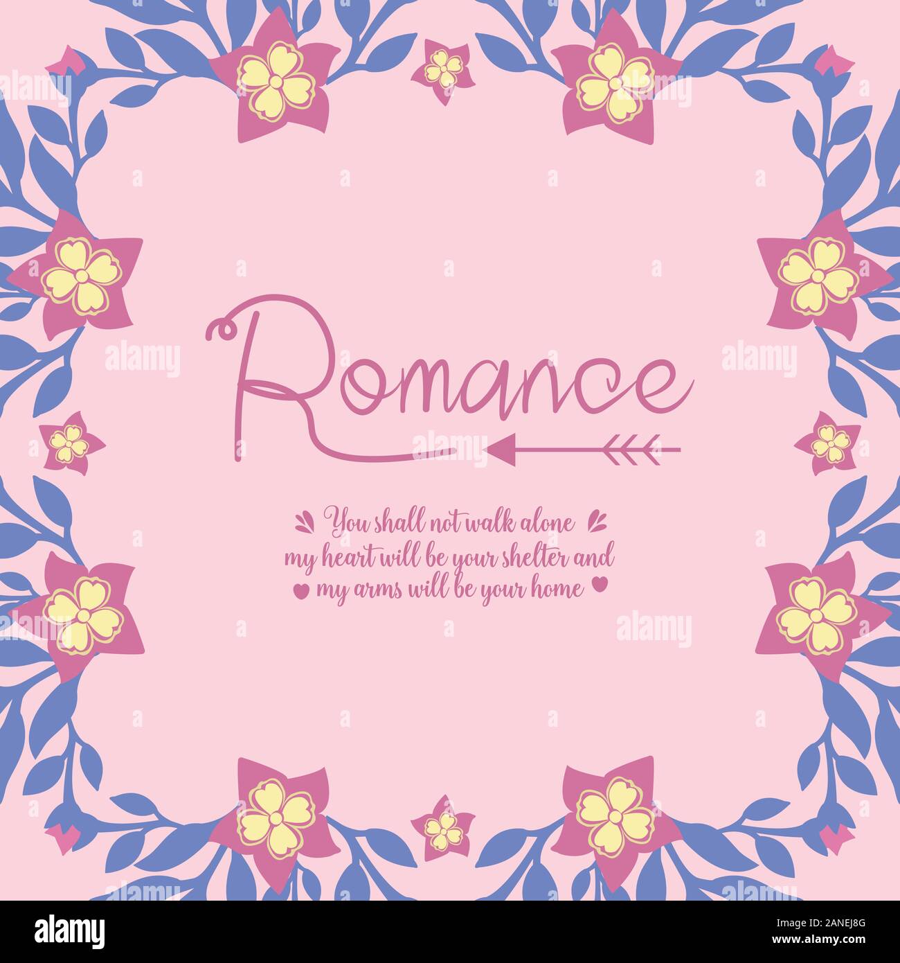 Unique pattern of leaf and flower frame, for romance greeting card ...