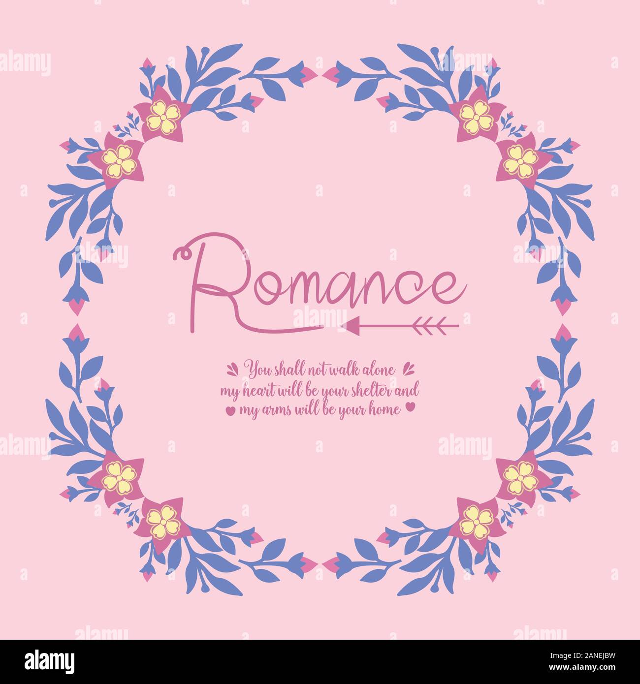 Romance Card template, with elegant pink background, with leaf and ...