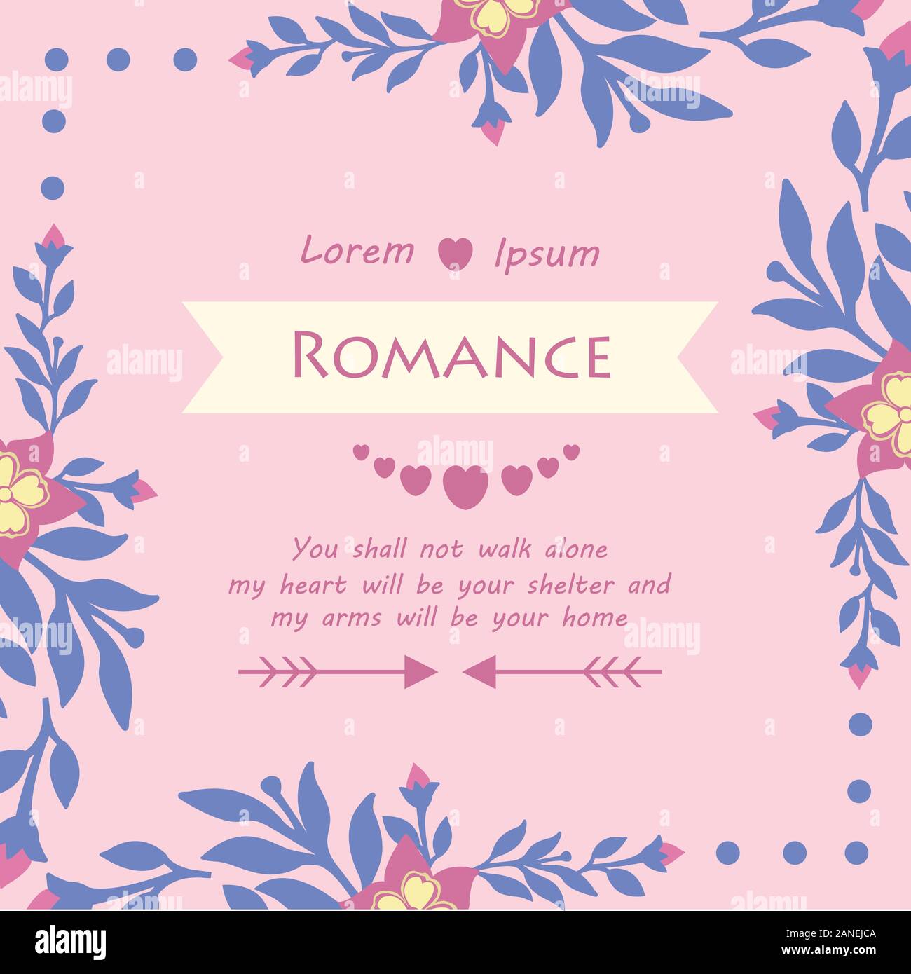 Pattern of leaf and floral frame with unique style, for romance ...
