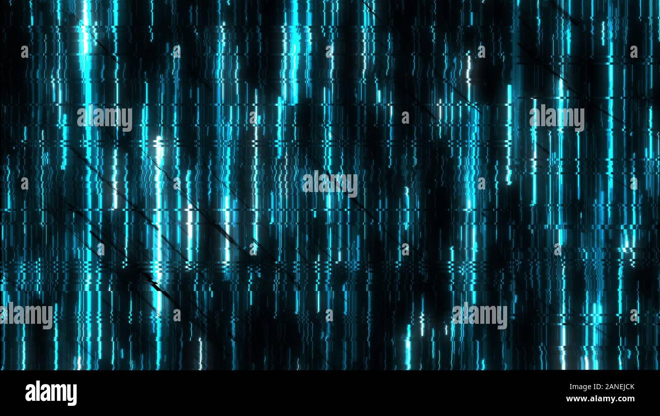 Computer generated glitch. Pixel multi-colored zigzags noise. 3d ...