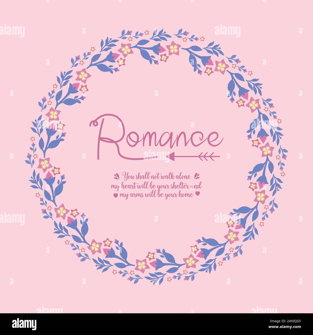 Frame Decorative with beautiful leaves and flower for romance greeting card template design ...