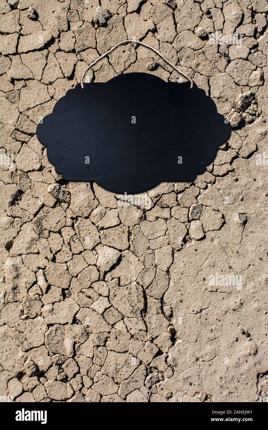 Black Empty Sign Board with string for hanging on wall Stock Photo - Alamy