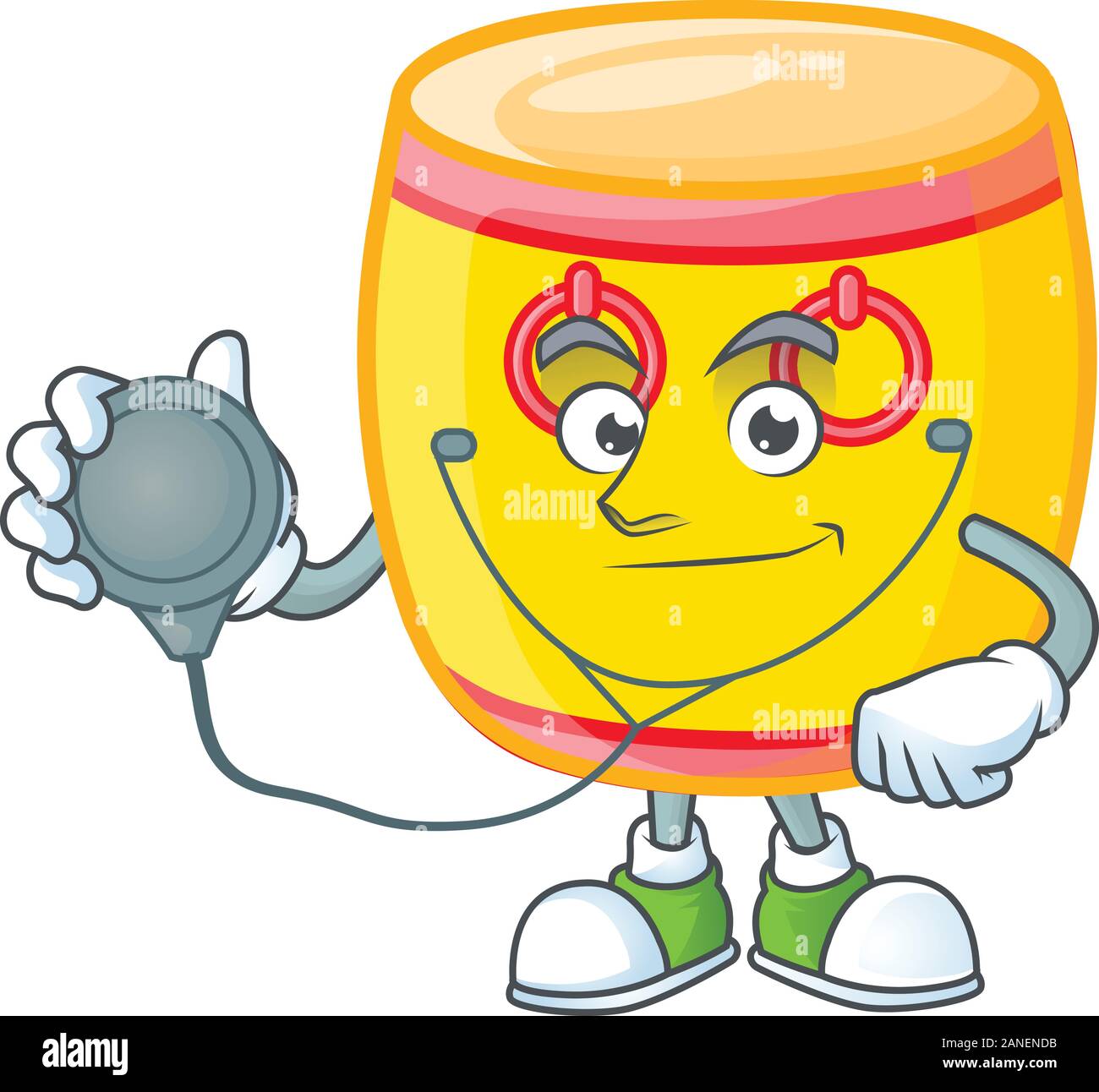 Chinese gold drum cartoon character style in a Doctor costume with ...