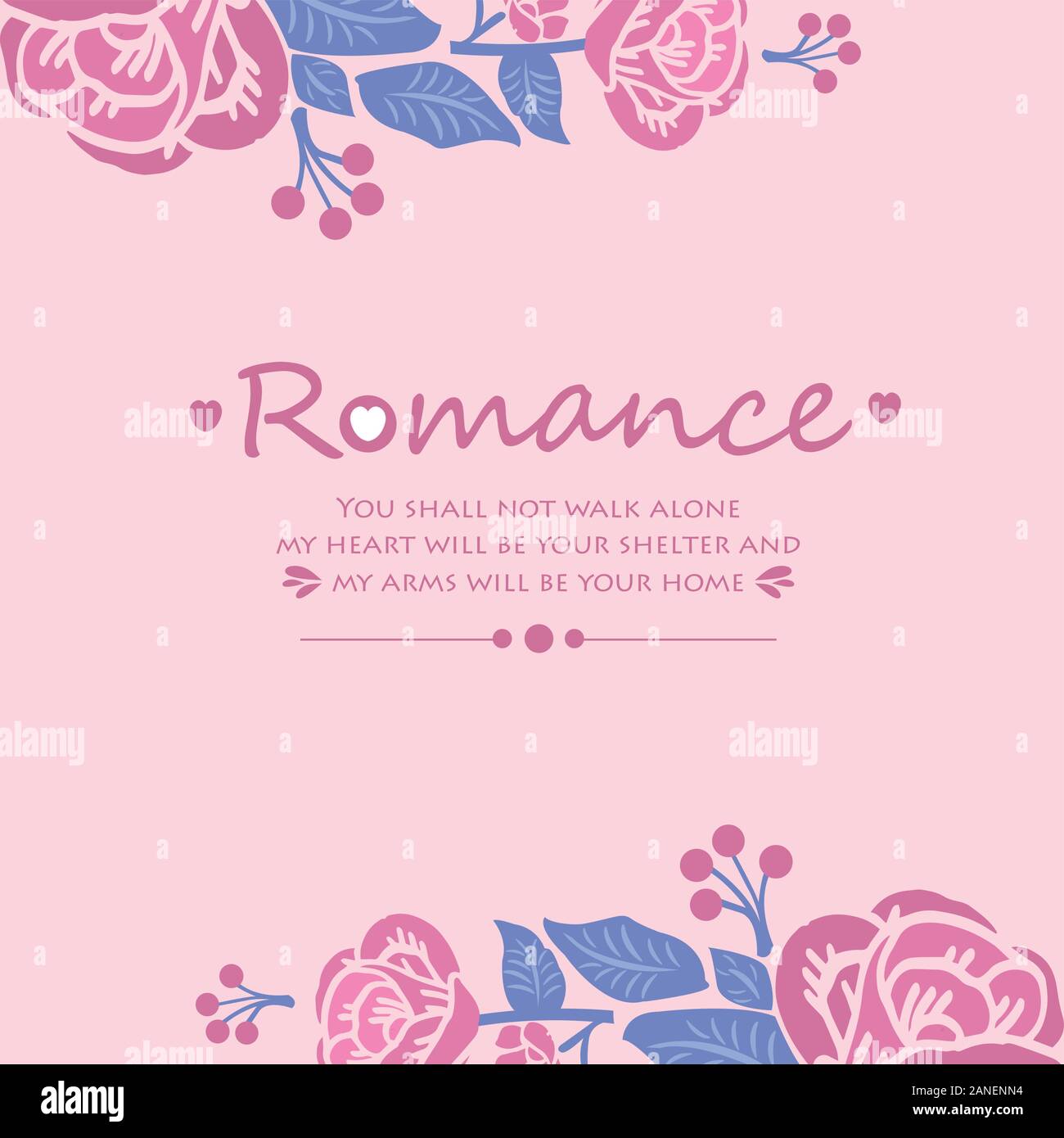 Romance invitation card decorative, with seamless leaf and floral frame ...