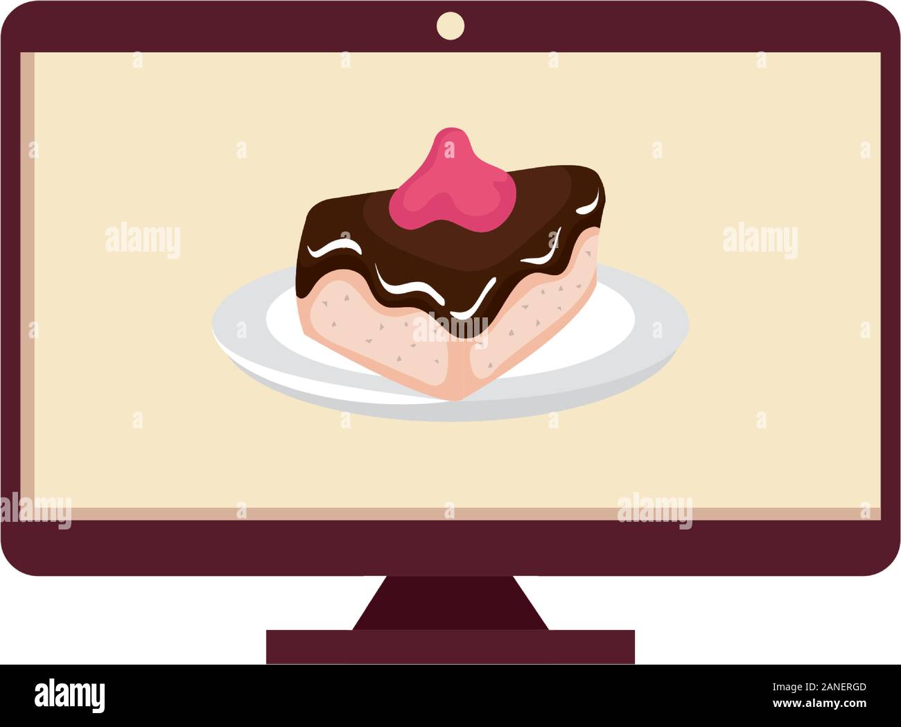 monitor with cake slice isolated icon Stock Vector Image & Art - Alamy