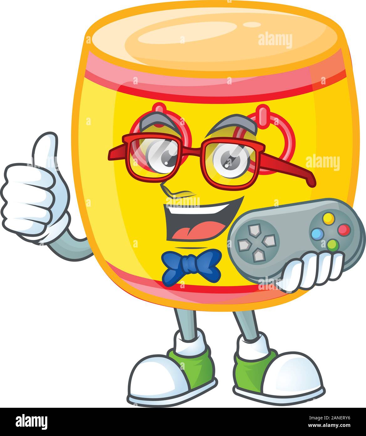 Smiley gamer chinese gold drum cartoon mascot style Stock Vector Image ...