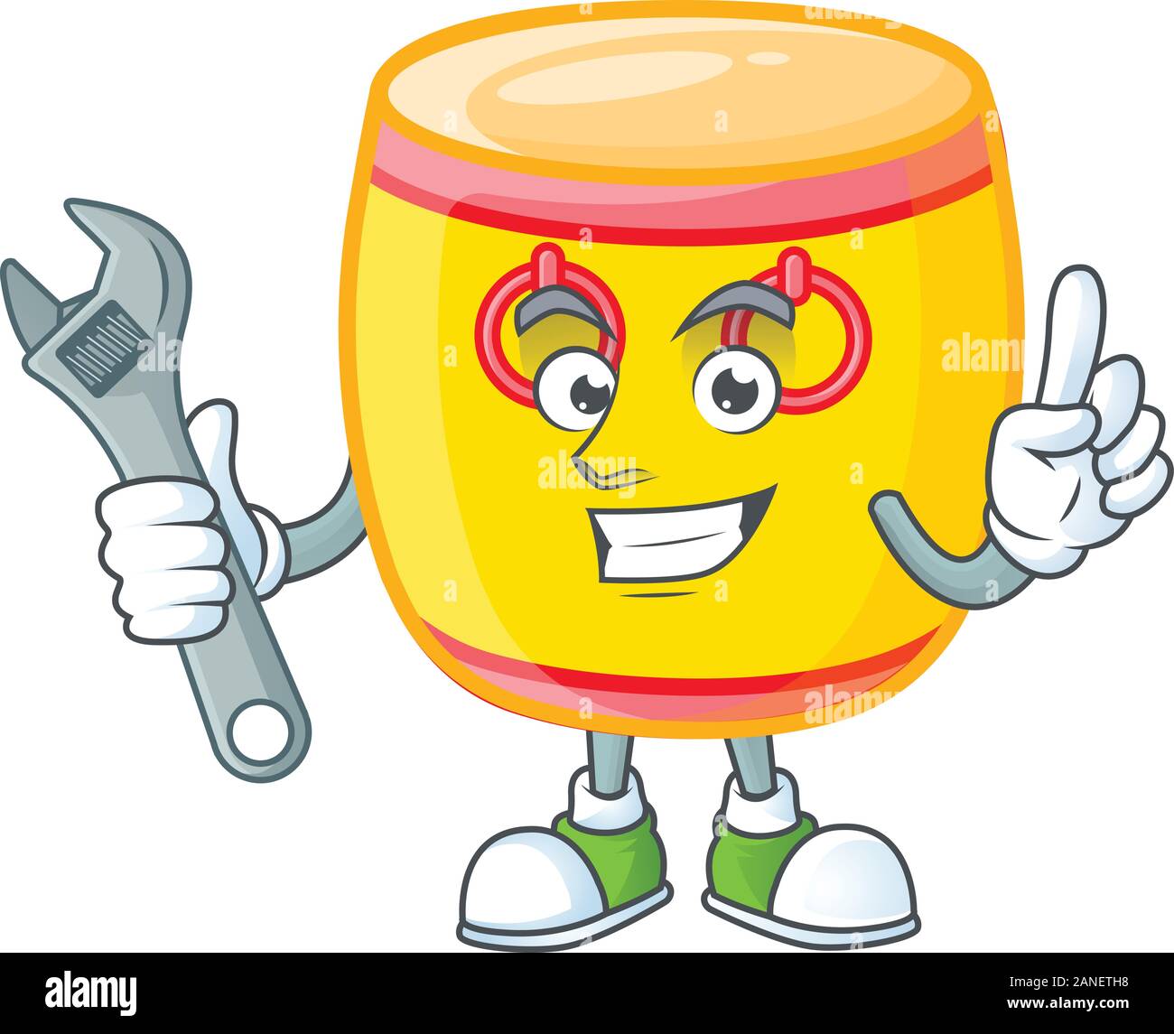 Smart Mechanic chinese gold drum cartoon character design Stock Vector ...